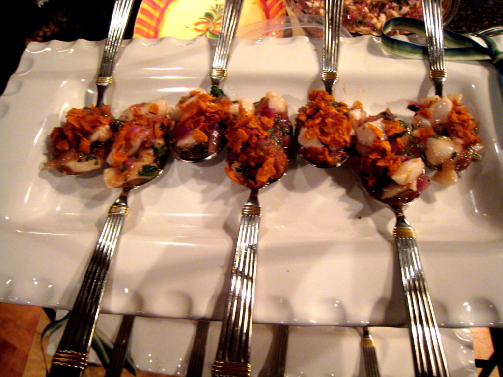 Bay Scallop Ceviche with Blackened Tomatillo-Truffle Sauce - Blissful Basil