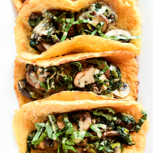 Vegan Crêpe Tacos with Warm Spinach-Mushroom Filling - Blissful Basil
