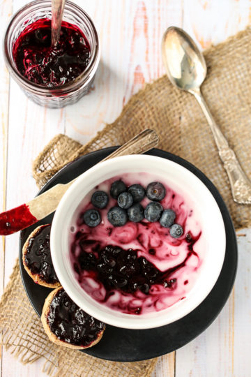 Summertime Breakfast Bowl with Black Currant Compote