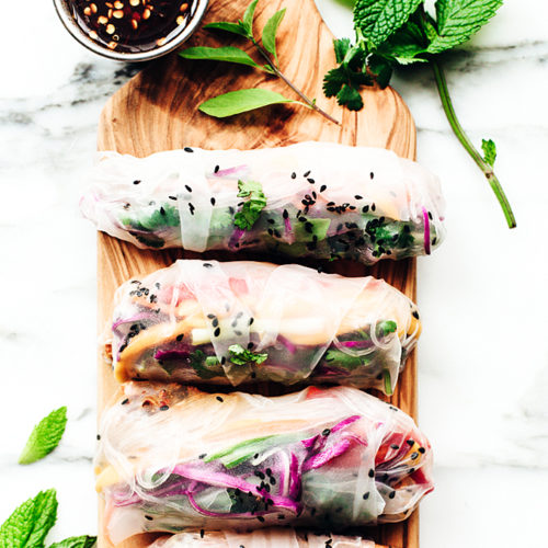 Rainbow Summer Rolls with Chile-Garlic Tofu - Blissful Basil