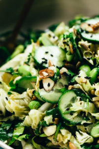 Nutty Green Veggie Crunch Salad | Vegan and fun to eat | Blissful Basil